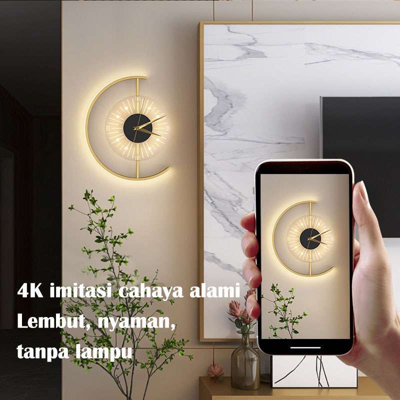 Promo Jam Lampu Dinding Kamar Tidur Kreatif Nordic Led 3 Warna Samping ...