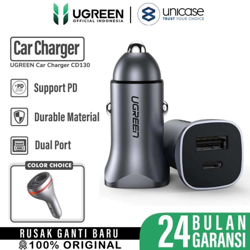 Promo CAR CHARGER DUAL PORT / SOCKET UGREEN USB 18W /C 20W PD QC FAST ...