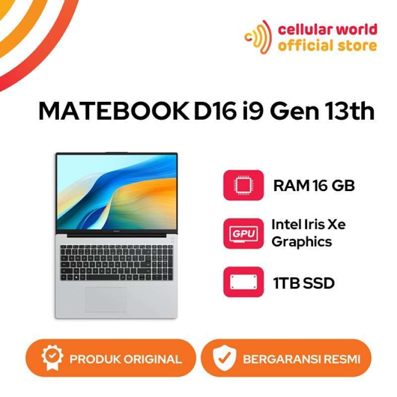 Jual Huawei Matebook D16 i9 13th Gen Intel Core, 16GB Silver Garansi ...