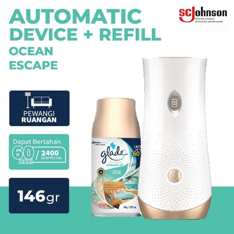 Promo Glade Automatic Device Spray + Refill Ocean Escape | Aerosol Pengharum Ruangan - 225 ml ...