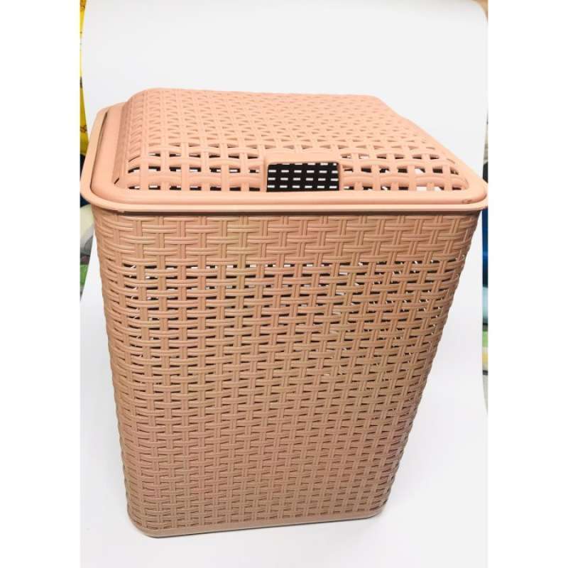Jual Keranjang Laundry/Tempat Pakaian Baju Kotor Plastik Kotak Anyam ...