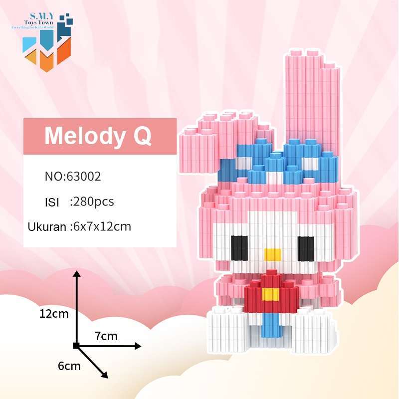 Promo SMY Nano Blocks Sanrio Mini 3D Model, Mainan Blok Susun, Blok ...