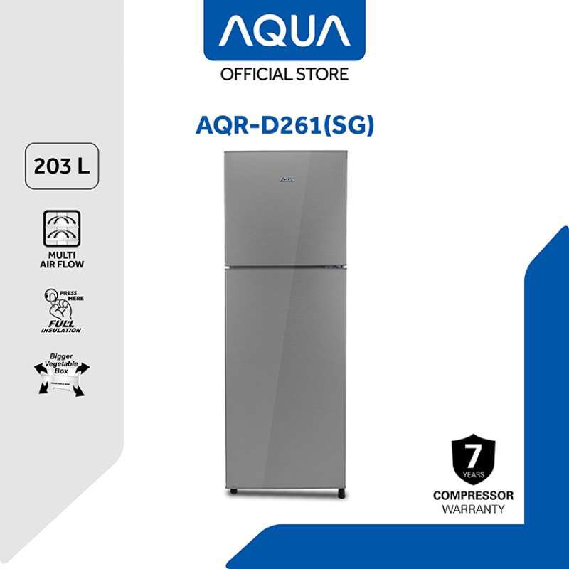 Promo Aqua Elektronik Aqr-d261(sg) Kulkas 2 Pintu 203 L - Silver Grey ...