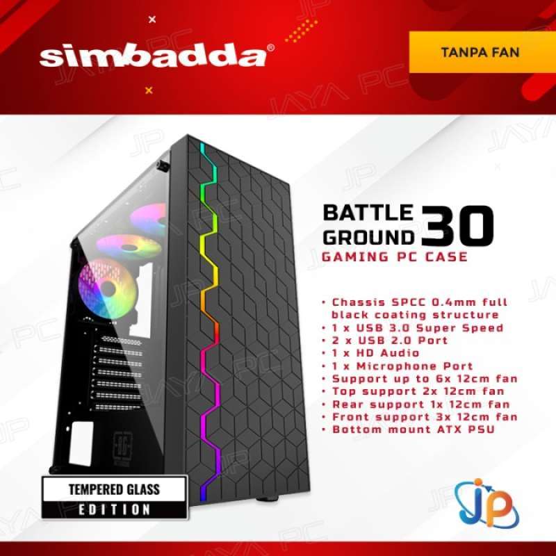 Promo Simbadda Battleground 30 RGB Gaming CPU Case - Tempered Glass ...