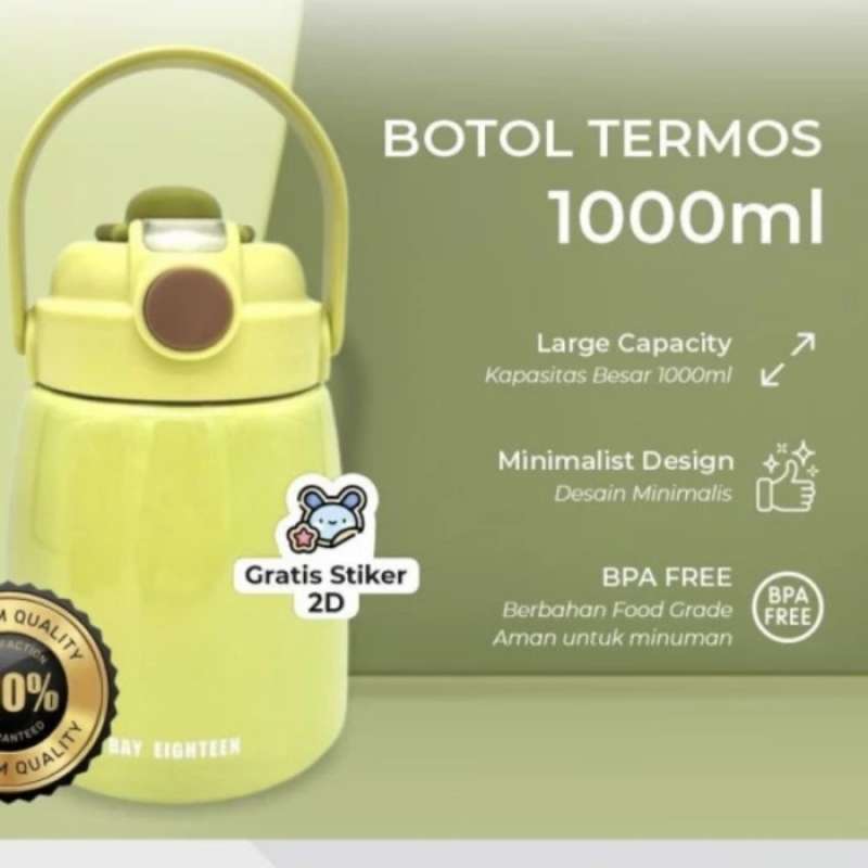 Promo BOTOL MINUM TERMOS ANAK DEWASA 1000ML 1 LITER STAINLESS STEEL ...