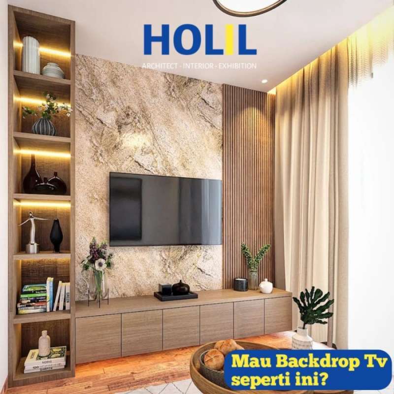 Promo Backdrop Tv Minimalis Custom,rak Tv , Lemari Tv, Backdrop Tv Hpl ...