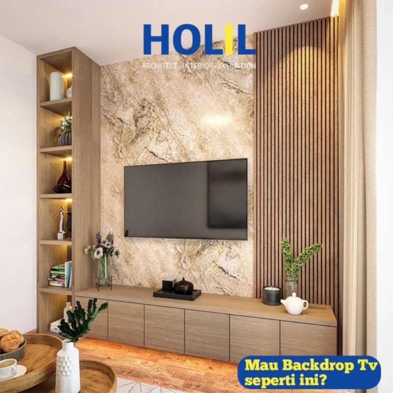 Promo Backdrop Tv Minimalis Custom,rak Tv , Lemari Tv, Backdrop Tv Hpl ...