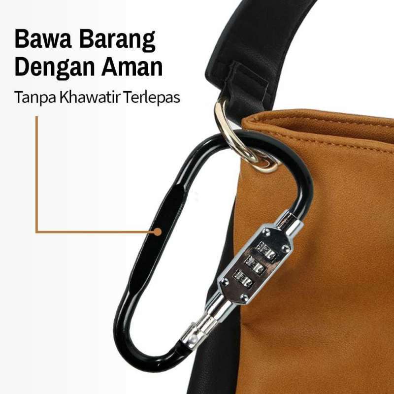 Jual Cjsj Aluminium Alloy D-type Lock Carabiner 3 Dial Password Lock ...