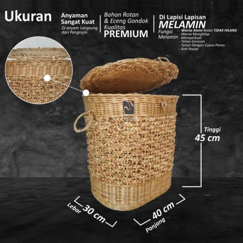 Jual NAG001 Laundry Basket Storage keranjang box baju kotor anyaman ...
