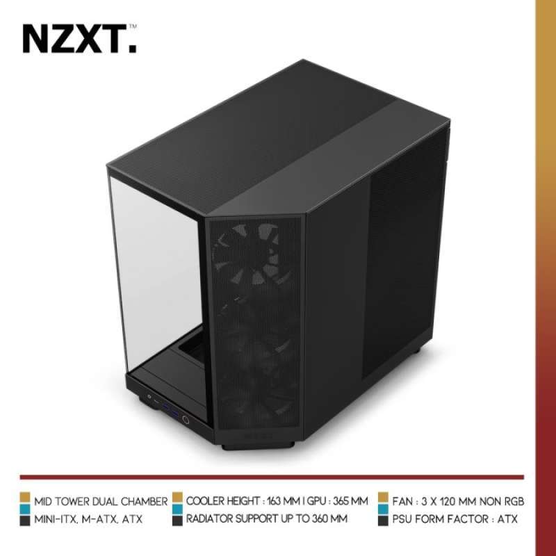 Jual Nzxt H6 Flow | Compact Dual-chamber Mid-tower Airflow Case Di ...