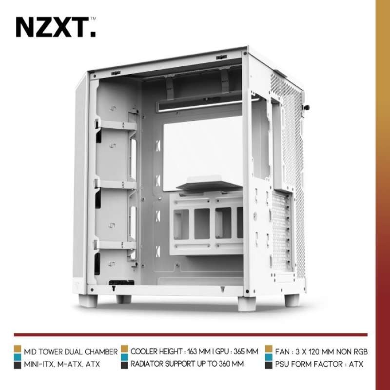Jual Nzxt H6 Flow | Compact Dual-chamber Mid-tower Airflow Case Di ...