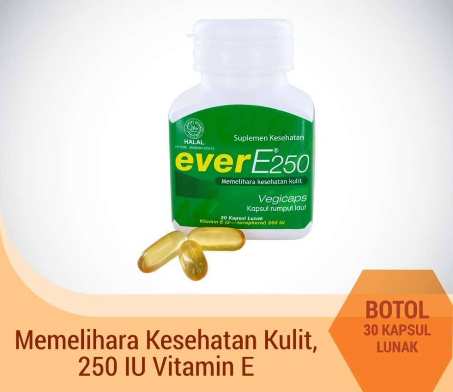 Promo everE250 Vitamin E Botol Isi 30 Softcapsule Rumput Laut Kulit ...
