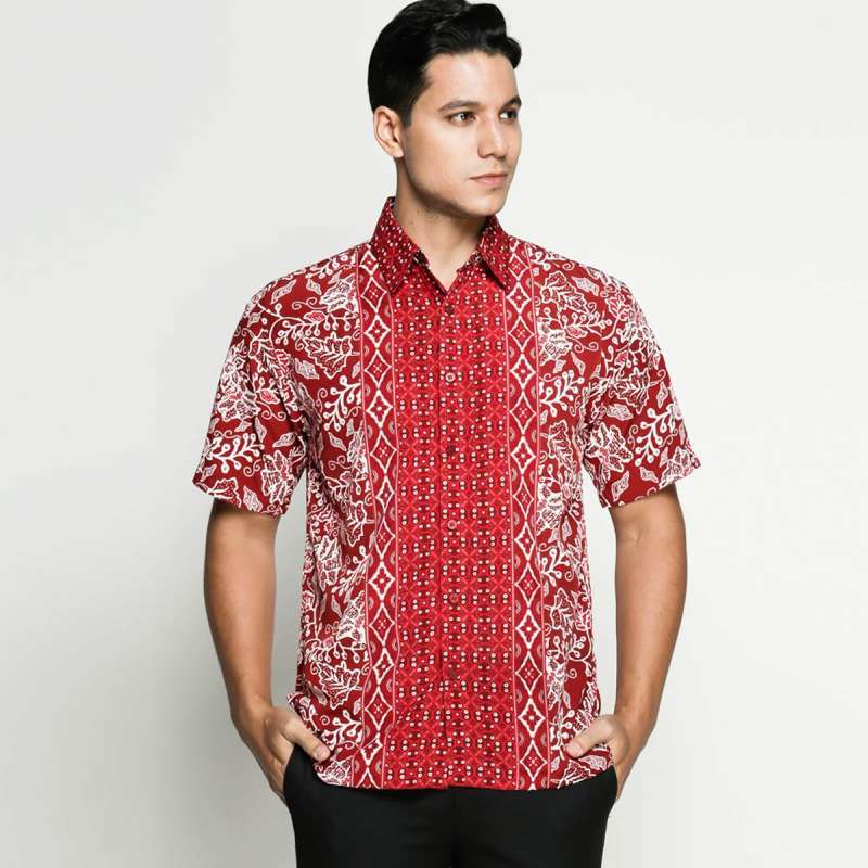 Jual Samsara Batik Kemeja Lengan Pendek Pria Rasendria - Red Di Seller ...