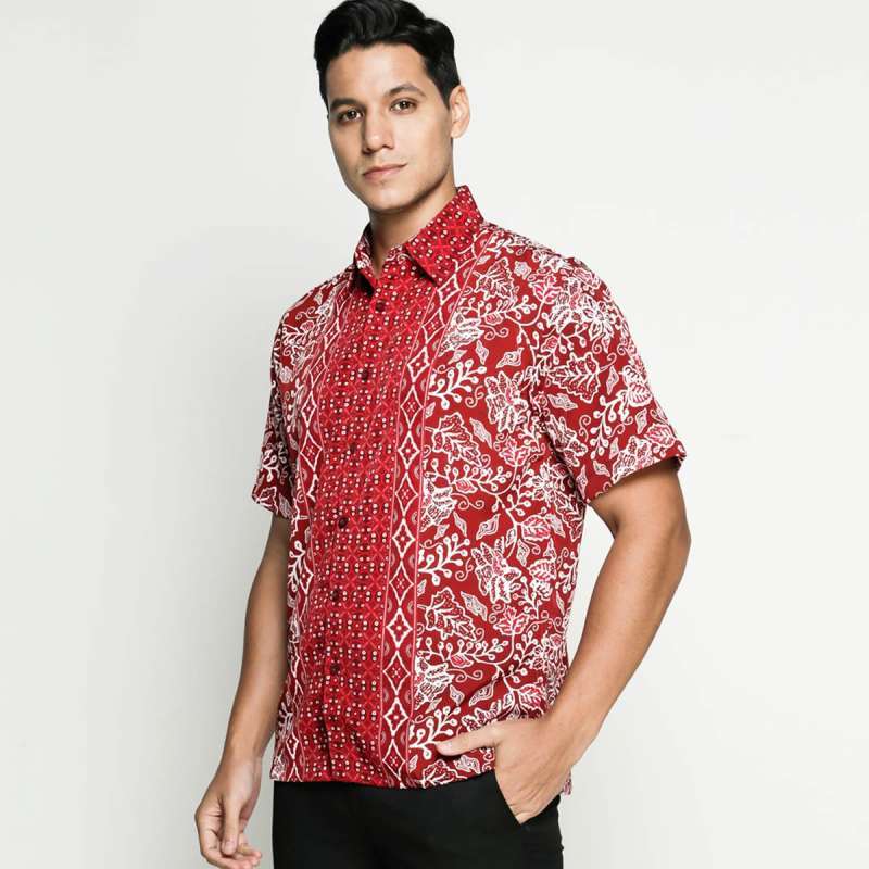 Jual Samsara Batik Kemeja Lengan Pendek Pria Rasendria - Red Di Seller ...