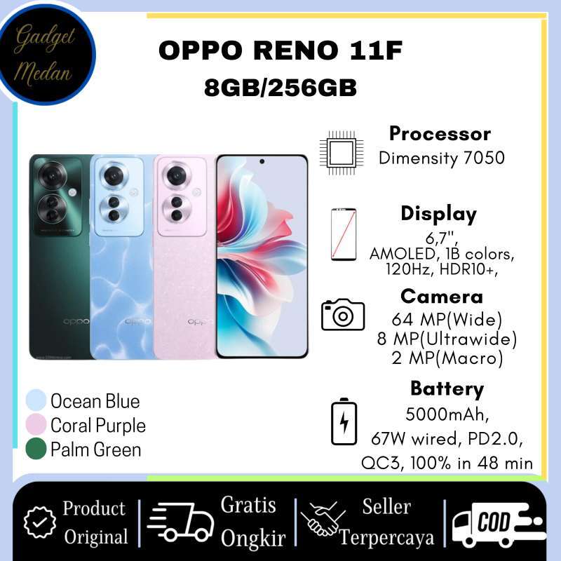 Promo Oppo Reno 11f 5g 8/256gb Garansi Resmi - Gadgetmedan Diskon 10% Di Seller Gadget Medan ...