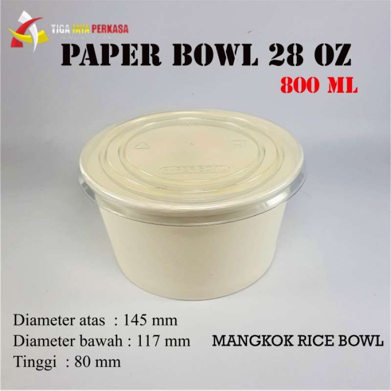Promo Paper Bowl 800 Ml Putih / Mangkok Kertas 28 Oz / Mangkok + Lid(50 ...