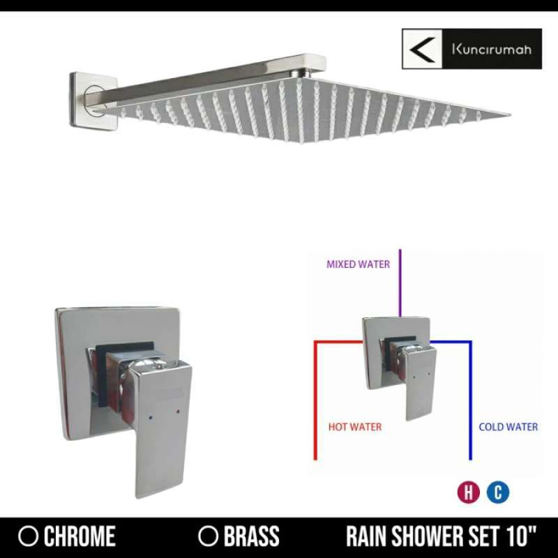 Promo WALL SHOWER SET 10 INCI KRAN TANAM PANAS DINGIN / KERAN SHOWER TEMBOK Diskon 50% di Seller ...