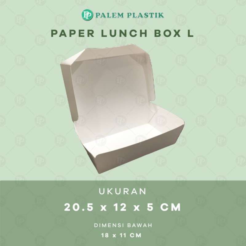 Promo PAPER LUNCH BOX L (100 PCS)/ KOTAK MAKAN KERTAS PUTIH BESAR /RICE ...