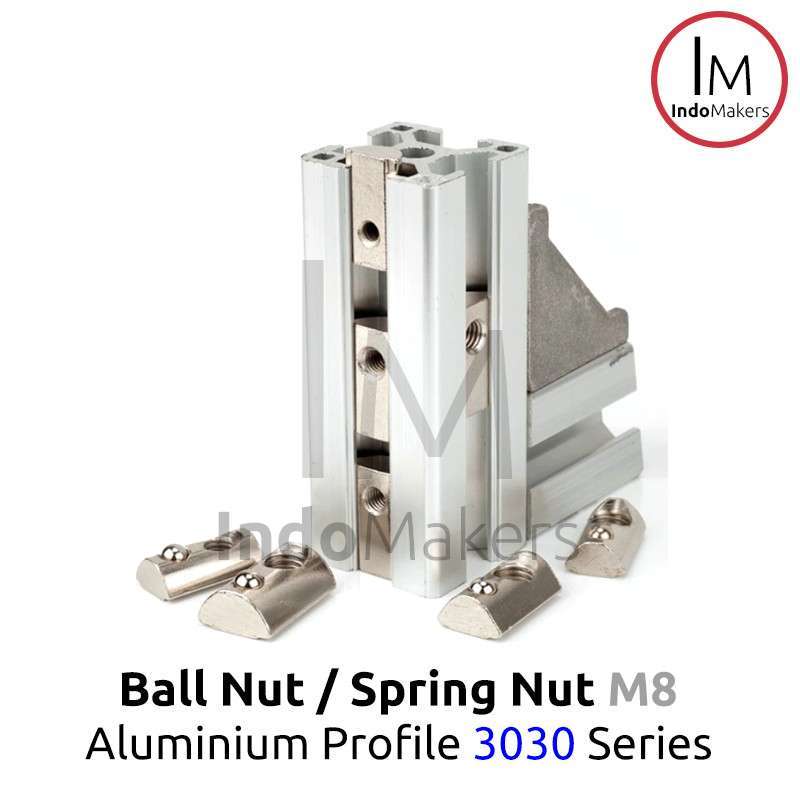 Jual Ball Nut / Spring Nut Sliding M8 Aluminium Profile 3030 Series Di ...