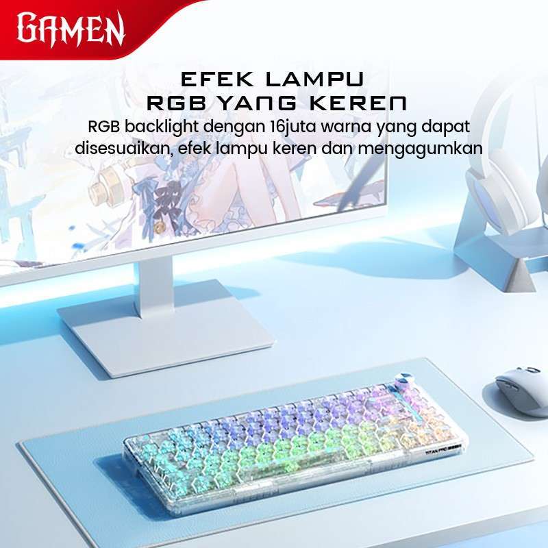 Promo Gamen Titan Pro Transparent Gaming Keyboard Mechanical Crystal ...