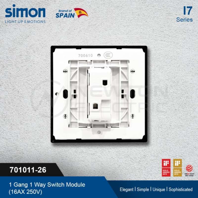 Promo Simon i7 Black - Switch 1 Gang 1 Way | Saklar Engkel Hitam Tanpa ...
