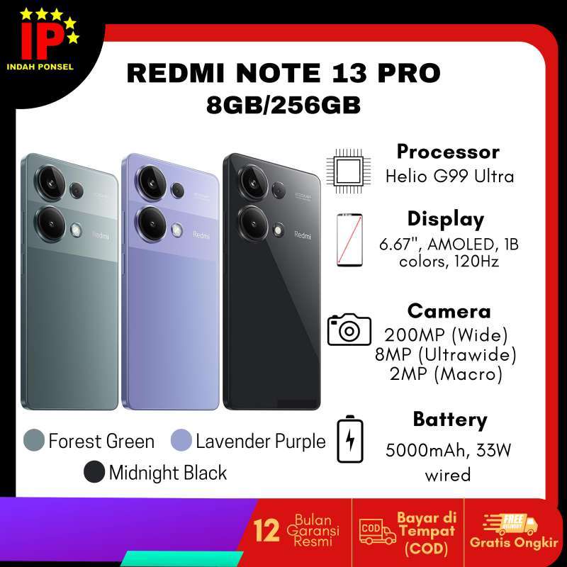 Promo XIAOMI REDMI NOTE 13 PRO RAM 8GB/256GB GARANSI RESMI NASIONAL ...