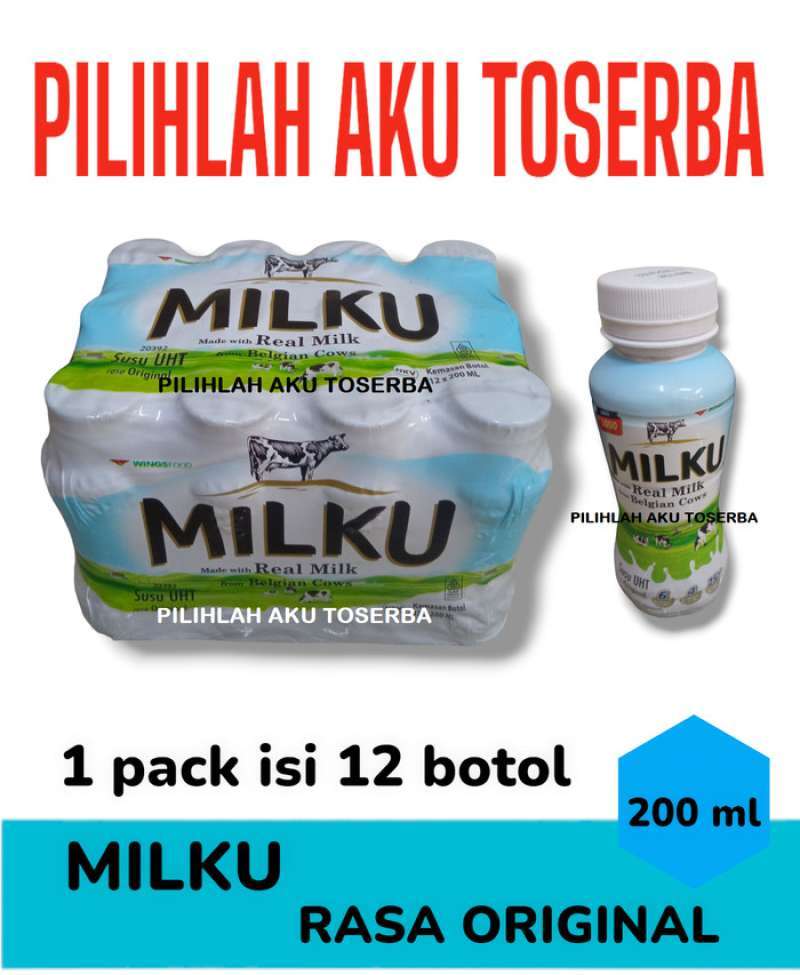 Promo Milku Susu Uht Rasa Original 200 Ml - (1 Pack Isi 12 Botol ...