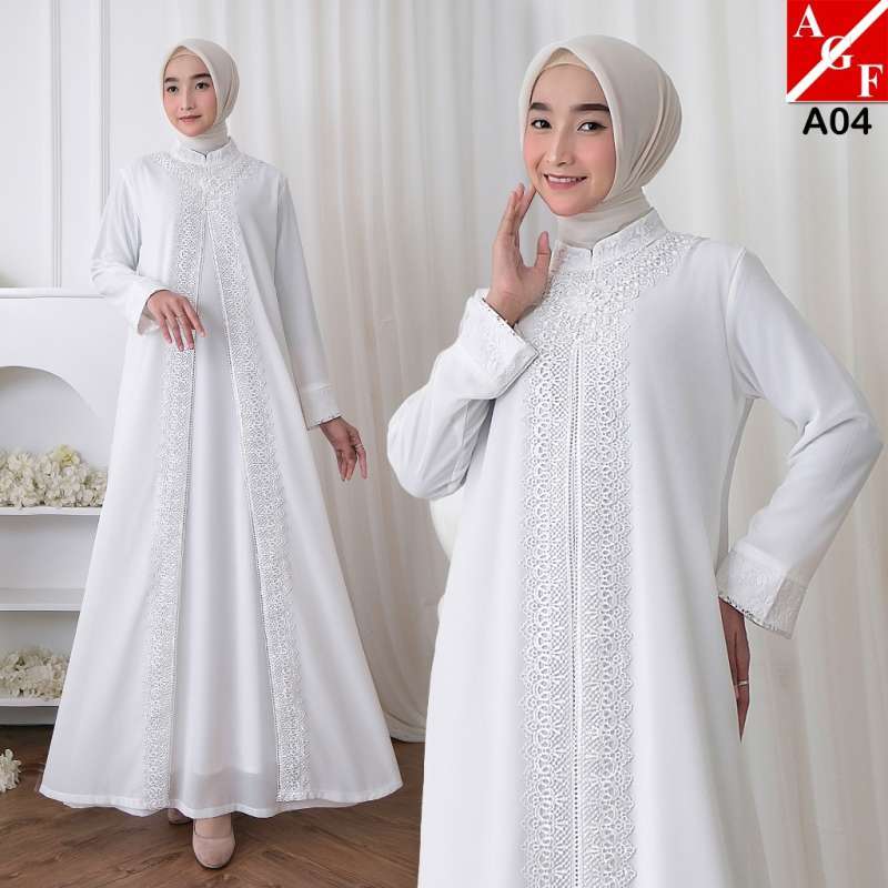 Promo Agnes Hijab - Gamis Putih Terbaru Brukat Baju Lebaran 2024 Umroh ...