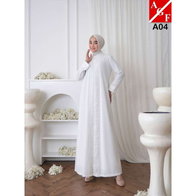 Promo Agnes Hijab - Gamis Putih Terbaru Brukat Baju Lebaran 2024 Umroh ...
