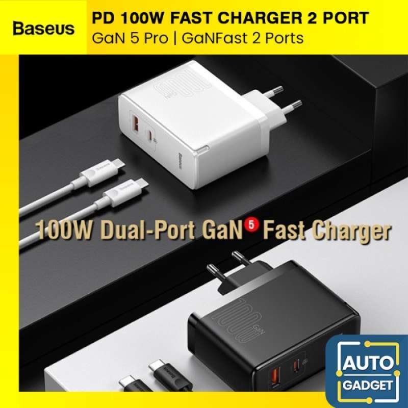 Promo Baseus Gan 5 Pro 100w Fast Charger Ganfast 2 Ports Power Delivery ...