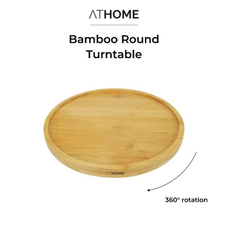 Promo ATHOME Bamboo Round Turntable / Rak Bambu Putar / Lazy Susan Tray ...