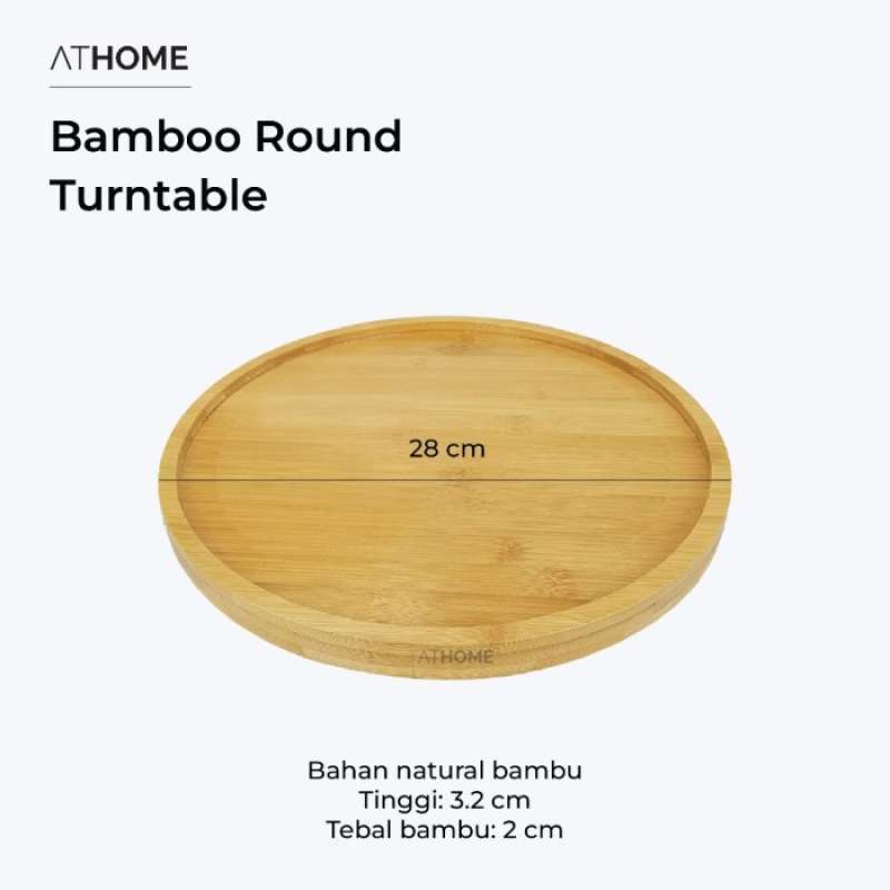Promo ATHOME Bamboo Round Turntable / Rak Bambu Putar / Lazy Susan Tray ...