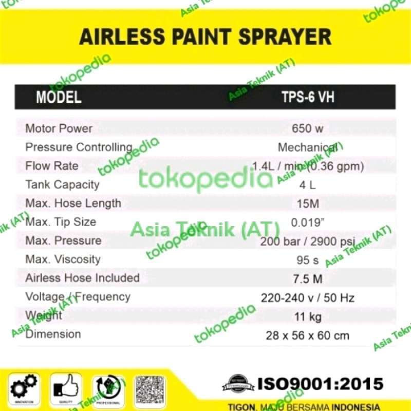 Promo AIRLESS PAINT SPRAYER TIGON TPS 6VH + HOPPER MESIN CAT TANPA ...