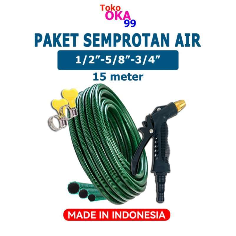 Promo Paket Semprotan Selang Air Cuci Motor Mobil / Selang Air 15 Meter ...