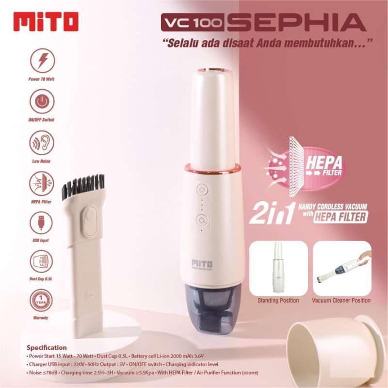 Promo Vacuum Cleaner Wireless Mito Sephia Vc100 Dengan Hepa Filter ...