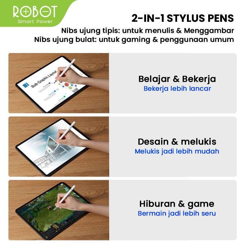 Promo Robot Rsp01 Universal 2 In 1 Capacitive Stylus Pen For Mobile And ...