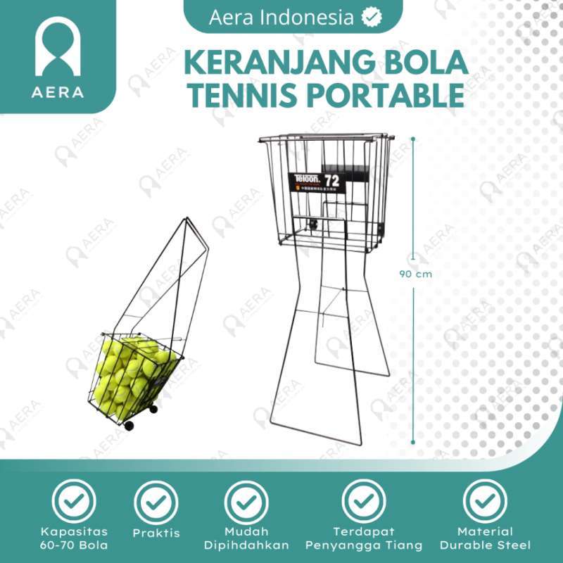 Promo Keranjang Bola Tenis Portable Dengan Roda | Keranjang Roda Bola Basket | Tennis Pick Up ...
