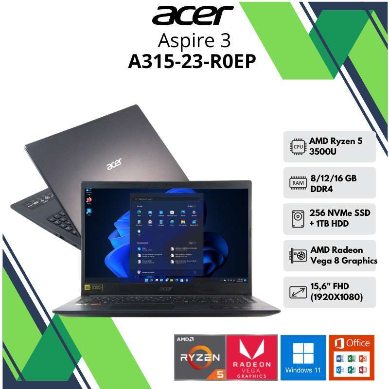 Promo Acer Aspire 3 A315-23-r0ep Ryzen 5 3500u Ram 16gb Ssd 256gb + Hdd ...