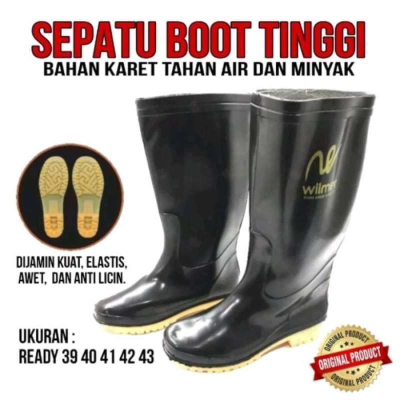 Promo Sepatu Boots Karet Boot Hitam Pria Kerja Safety Proyek Bot ...