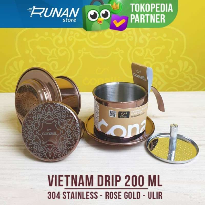 Promo Vietnam Drip Ulir Stainless 200ml Kopi Drip Vietnam Rose Gold Conalli Diskon 23% Di Seller ...