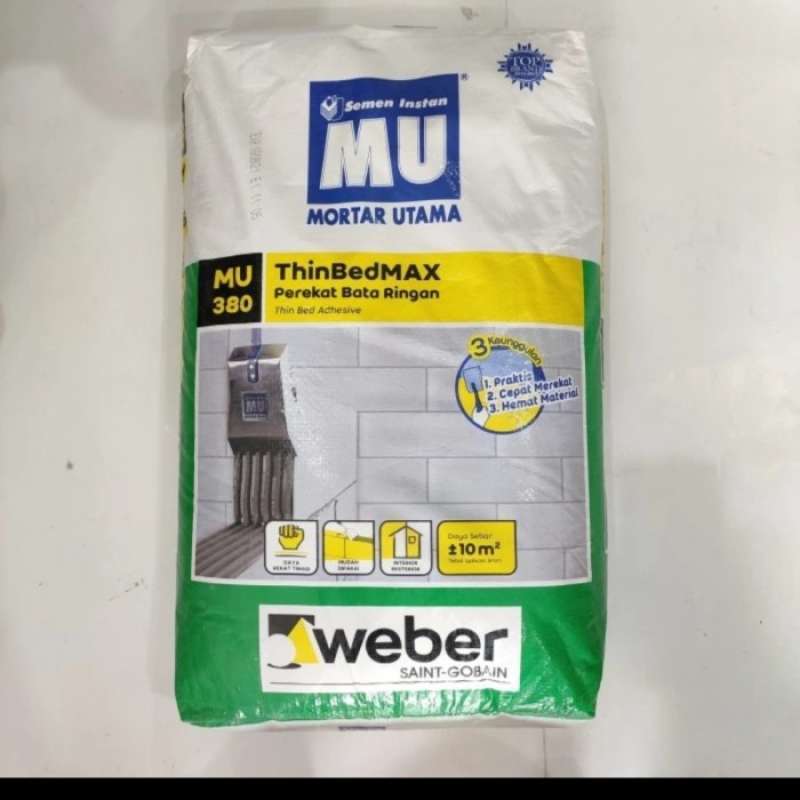 Jual Mu 380 Mu380 Mortar Utama Semen Instan Perekat Hebel Bata Ringan 40 Kg Di Seller Olebu Shop ...