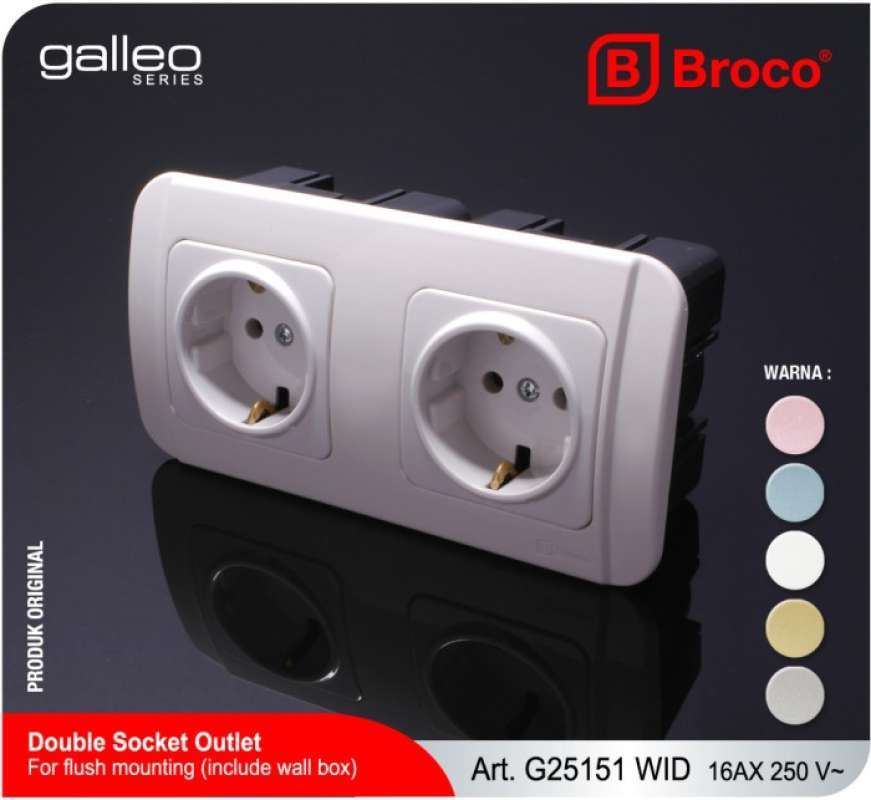 Jual Broco G25151 (b) Stop Kontak 2 Gang Wid Galleo - Snow White Di ...