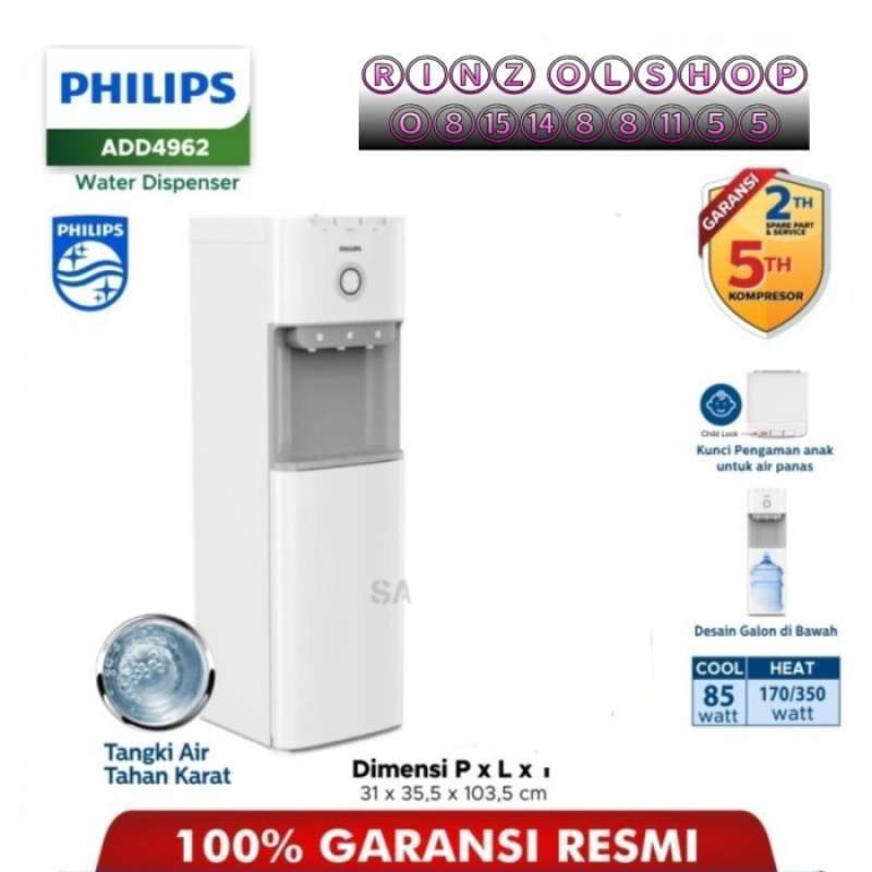 Promo Dispenser Air Philips Add4962 Water Dispenser Galon Bawah Kompresor Diskon 23% Di Seller ...