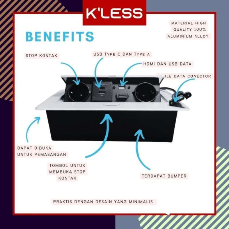 Promo Stop Kontak Meja Meeting Multimedia 2 Socket Eu Hdmi Data Usb ...