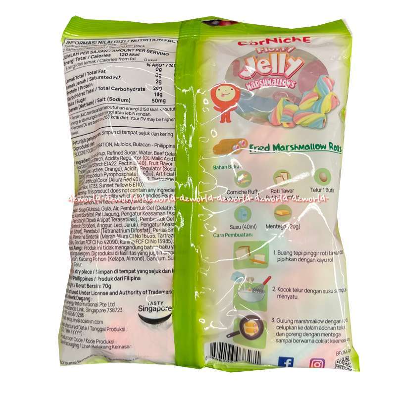Jual Corniche 70gr Fluffy Jelly Marshmallows Marsmelow Cornice Fruit ...