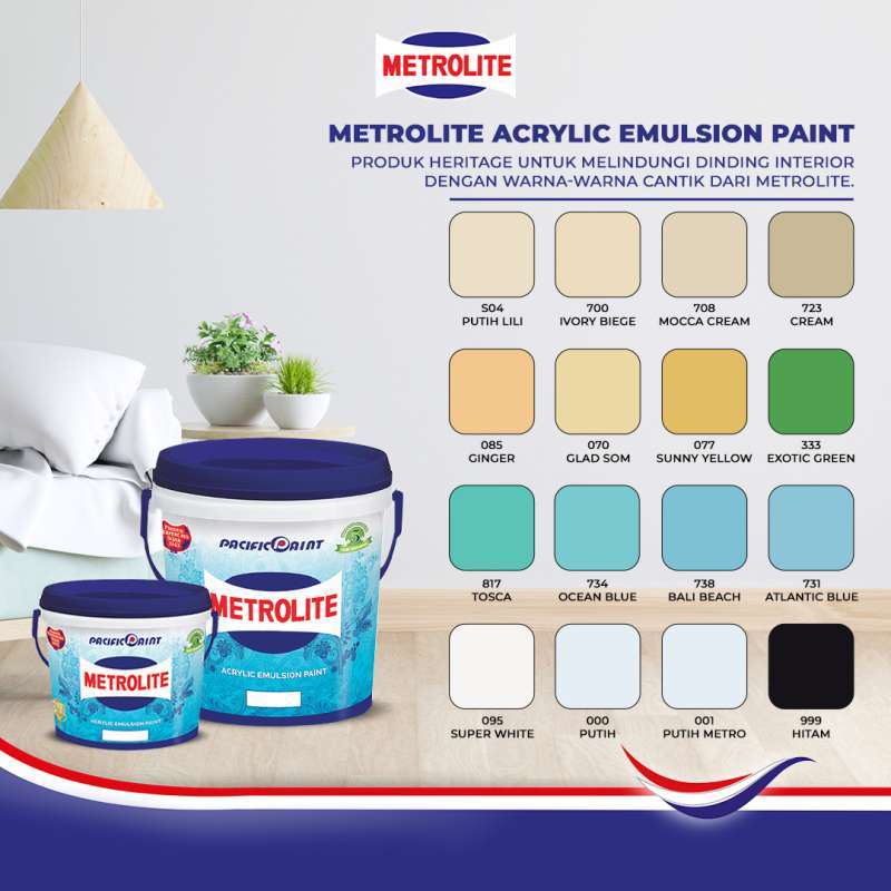 Promo Metrolite Acrylic Emulsion-cat Dinding Interior- White-16liter ...