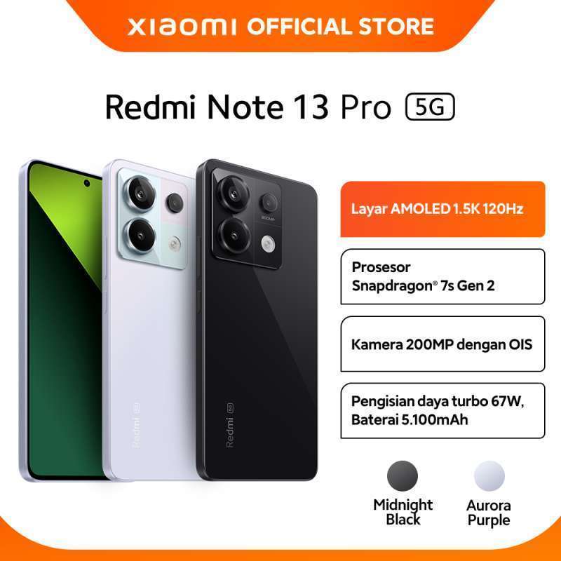 Jual Official Xiaomi Redmi Note 13 Pro 5g [12/512gb] Snapdragon 7s Gen 2 Kamera 200 Mp Ultra ...