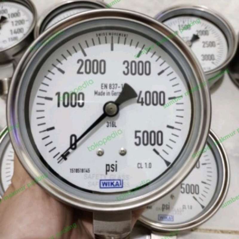 Promo Pressure Gauge Wika 0-5000 Psi Size 2 1/2 Inch Full Stainless Diskon 23% Di Seller ...