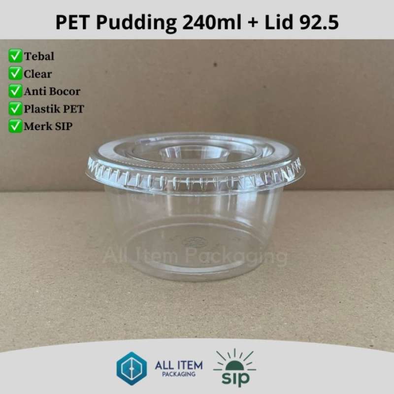 Promo Pudding Cup Pet / Puyo Gelas Puding 240ml + Flat Lid @50 Pcs Sip 92.5 Diskon 23% Di Seller ...