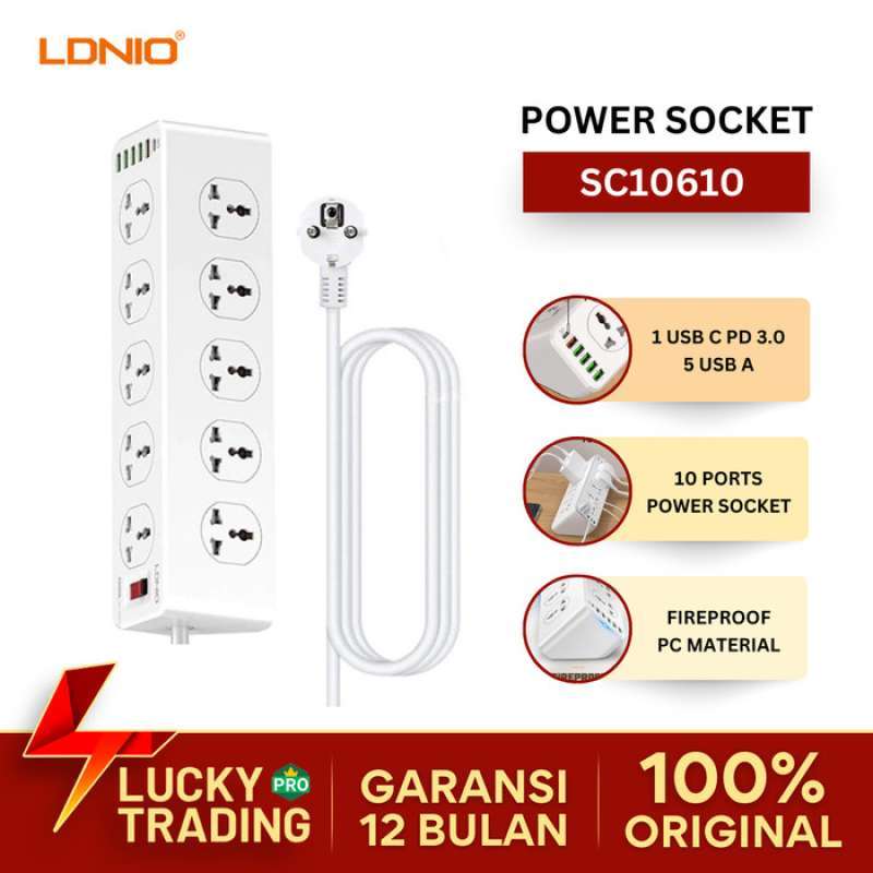 Promo Stop Kontak Ldnio Sc10610 [10 Outlets Power Socket 5usb +pd Qc 3. ...
